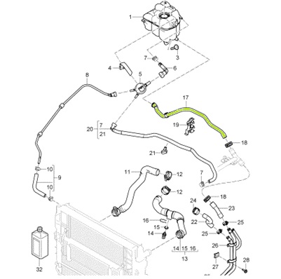 Water coolant hose. Porsche 958 Cayenne 4.8ltr V8 95810626101 ...
