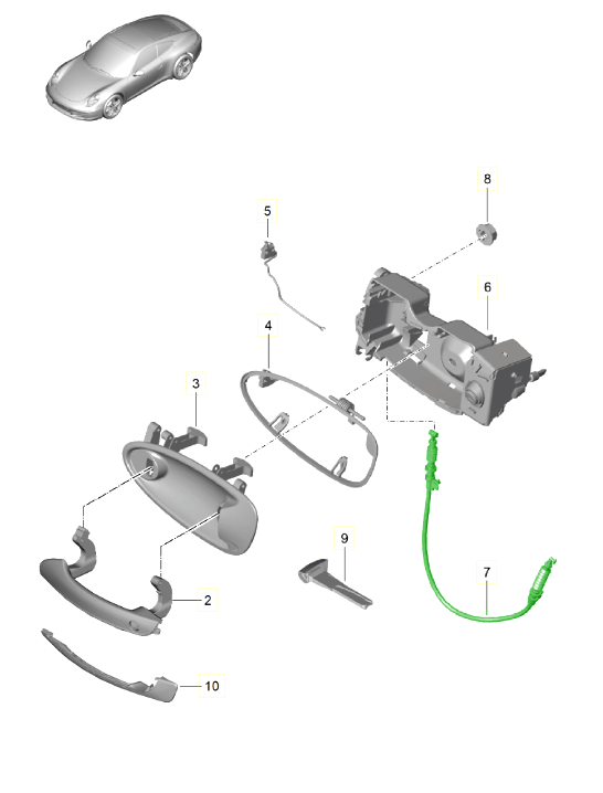 Porsche 991 Door lock bowden cable 99153741901 - 99153741901 | Design 911