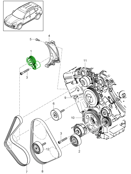 Porsche Cayenne Belt Tensioner Roller 95810236111 - 95810236111/1 ...