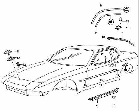 Moulding on Rear Wing. Porsche 944 / 944S2 - 93155914100 | Design 911