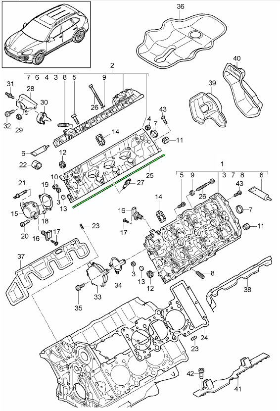Porsche 958 Cayenne Cylinder Head Gasket 95810417300 - 958103148/1 ...