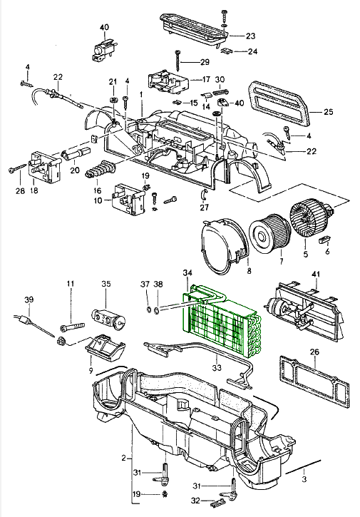 Porsche 964 993 Air Conditioning Evaporator 96457390100 - 96457390100/1 ...
