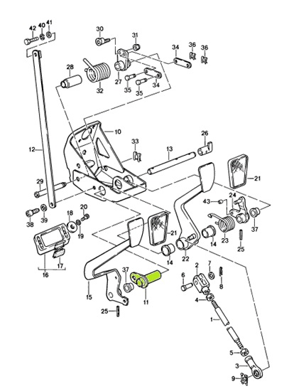 Brake pedal support bearing tube right hand drive (RHD). Porsche 911 / ...