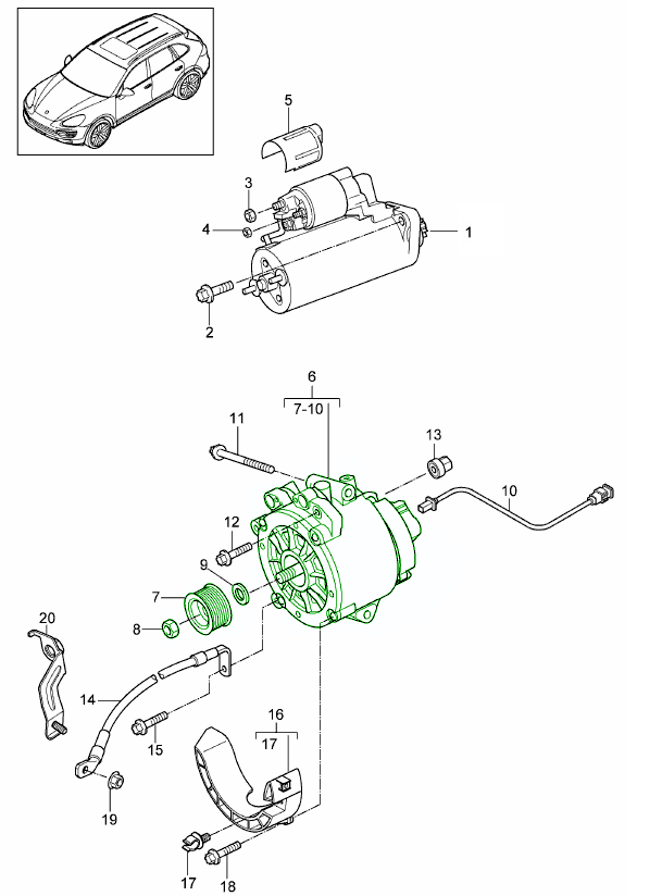 Porsche Cayenne 955 Alternator 150AMP 95560391701 - 94860303301/1 ...