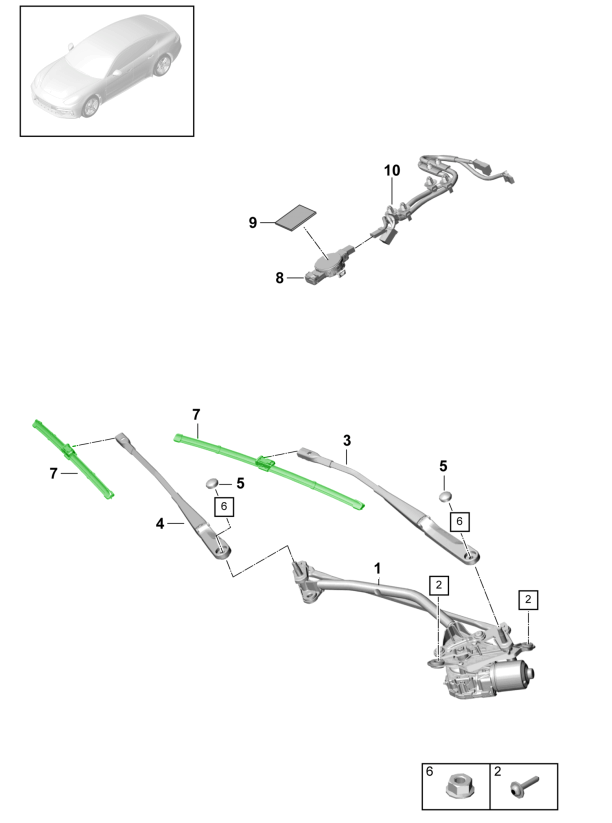 Porsche 970 Panamera Wiper Blade REAR 971998001 971998001A - 971998001A ...