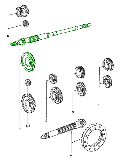 Mainshaft and 1st gear set for 915 gearbox. Porsche 911 91530292114 ...