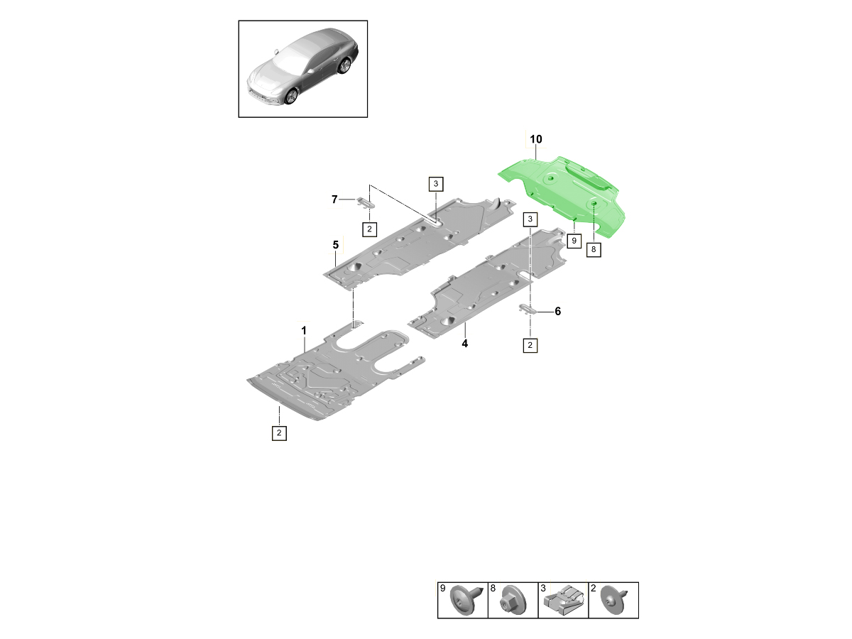 Underbody trim, rear end. Porsche 971.1 Panamera 971825505 - 971825505 ...