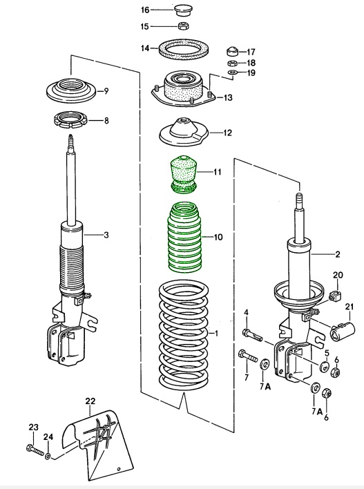 Porsche 944 Shock Absorber bump stops and dust covers 95134352901 ...