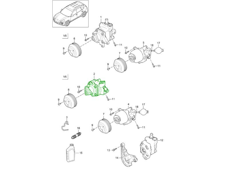 Power Steering Pump. Porsche 92A Cayenne (958) 3.0L / 3.6L 2011-14 ...