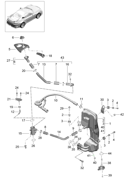 Oil tank drain plug sealing ring. Porsche 991 GT3 / R / RS Oil tank ...