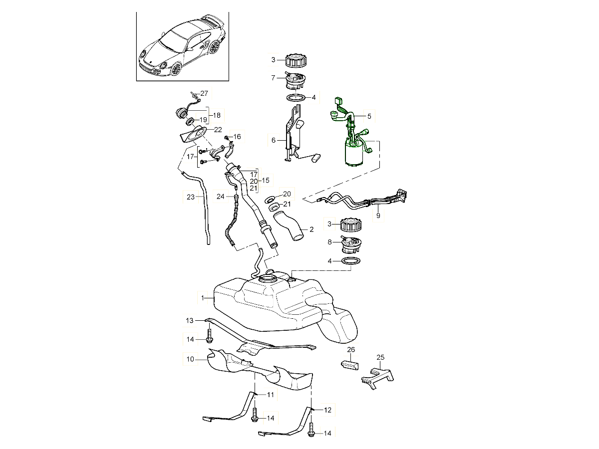 Fuel pump. Porsche 997.2 Turbo / Turbo S 2010-13 99762014802 ...