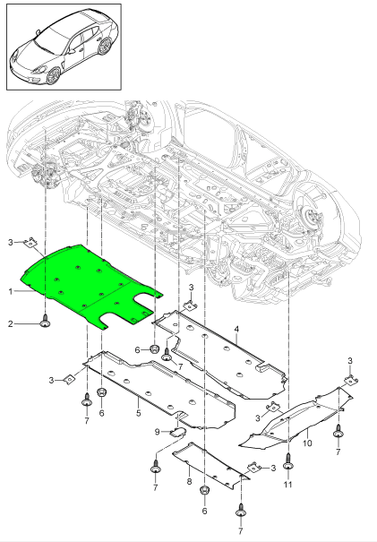 Porsche Panamera Engine Front Undertray 97050411705 - 97050411705 ...