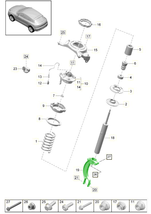Porsche Macan Shock absorber fork 8K0413037L 8K0413038L - 95B413037C ...