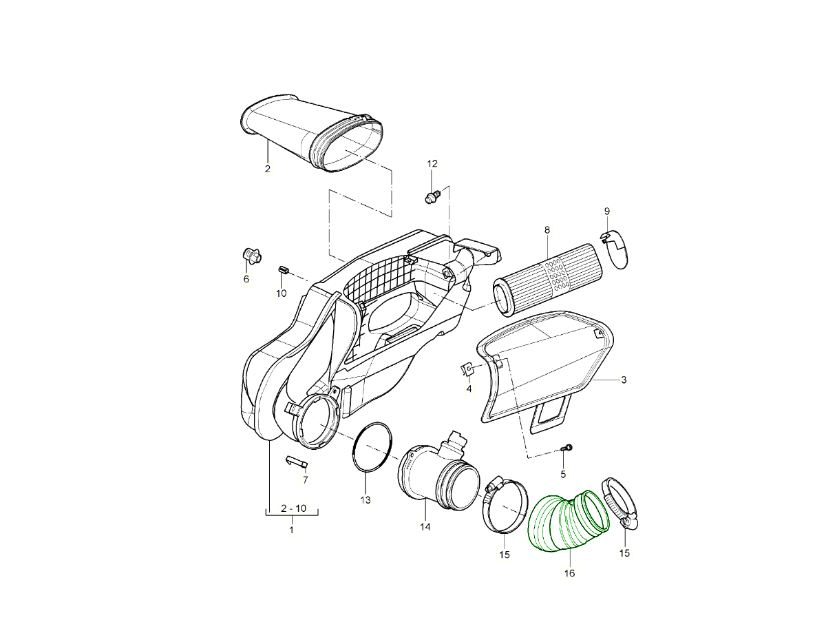 Porsche 987 Boxster Cayman Air intake hose 98711022201 - 98711022201 ...