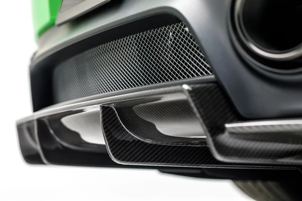 Rear bumper lower diffuser in high gloss carbon fibre. Porsche 991.2 ...