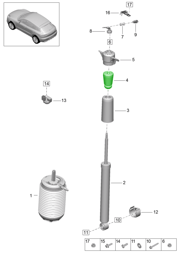 Porsche Macan Shock Absorber Rubber Stop 95B512131B - 95B512131F ...