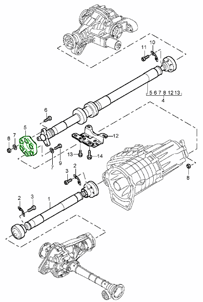 Cardan prop drive shaft flex disc guibo repair Porsche 955 / 957 Most ...