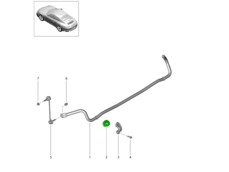 Rear Anti-Roll Bar Bush. Porsche 991.2 Carrera / 991.1 / 991.2 Turbo ...