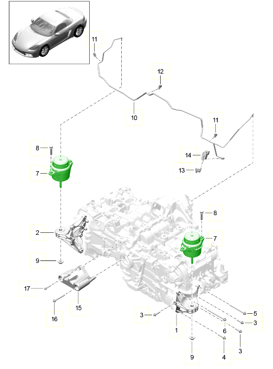 Original Porsche 982199131B 982199131C 982199131D Engine mount for ...