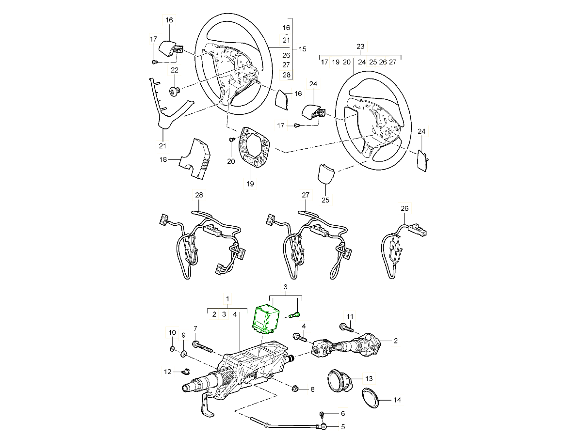 Porsche 997 Boxster Cayman Control unit for steering column 99761815804 ...