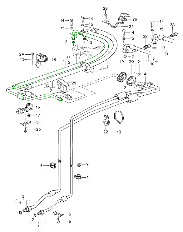 Porsche 964 Air conditioning refrigerant line 96457309705 96457309701 ...