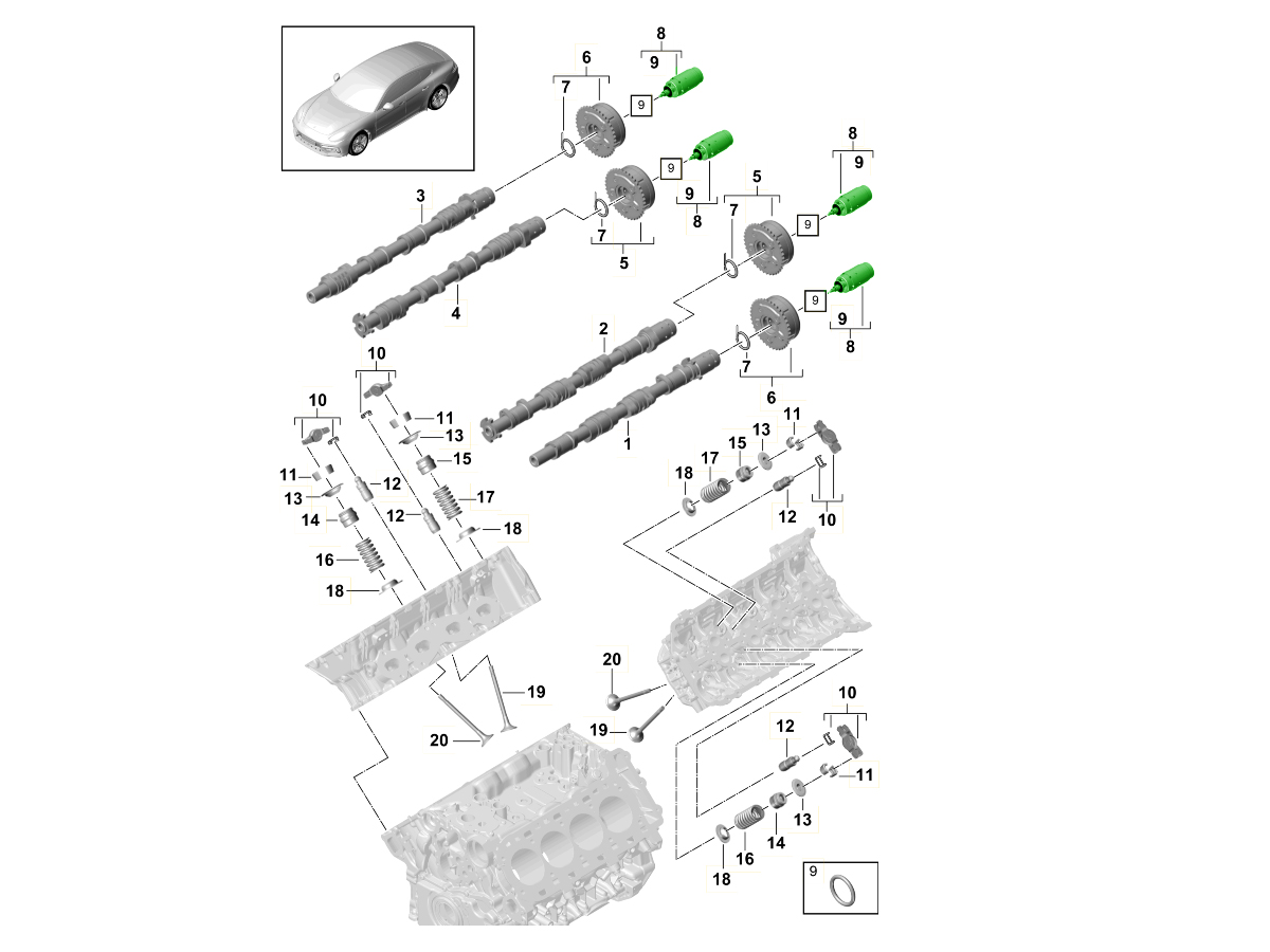Camshaft control valve. Porsche Macan / Cayenne / Panamera PAC109257A ...