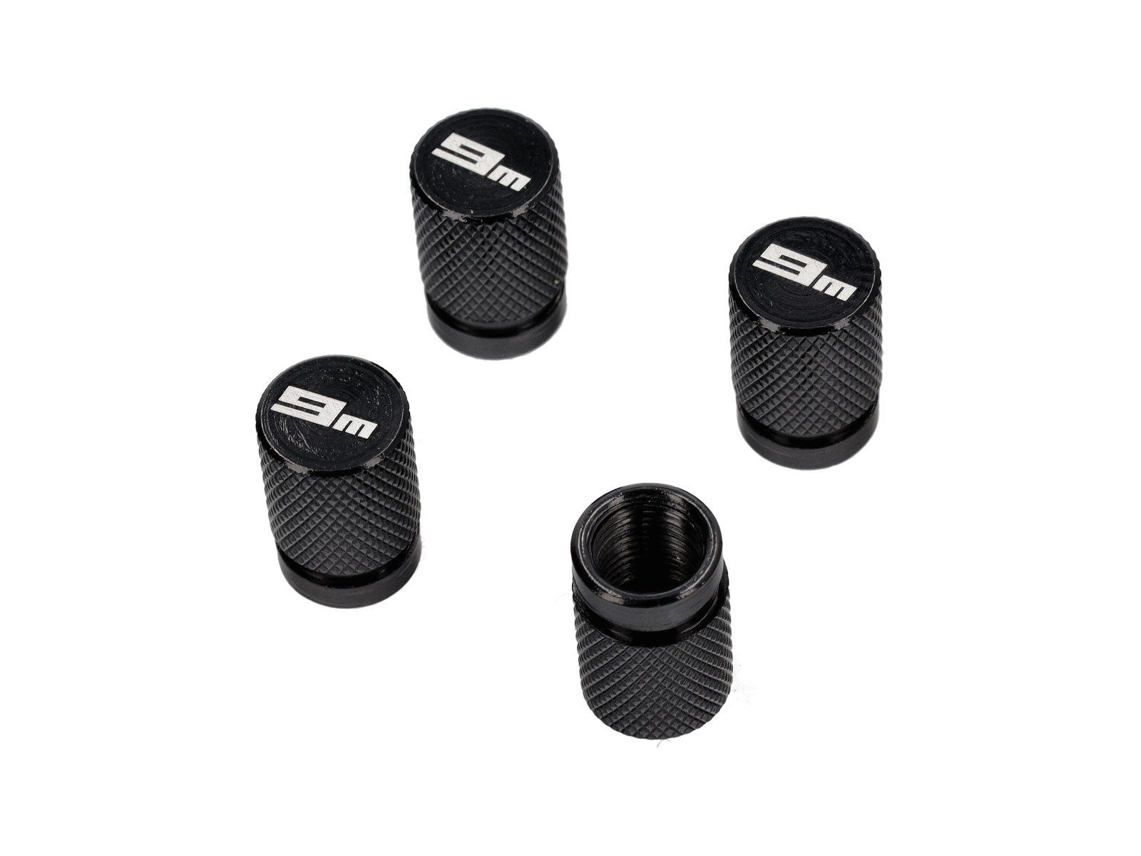 Billet aluminium black anodised wheel valve cap set. 00004460100 ...