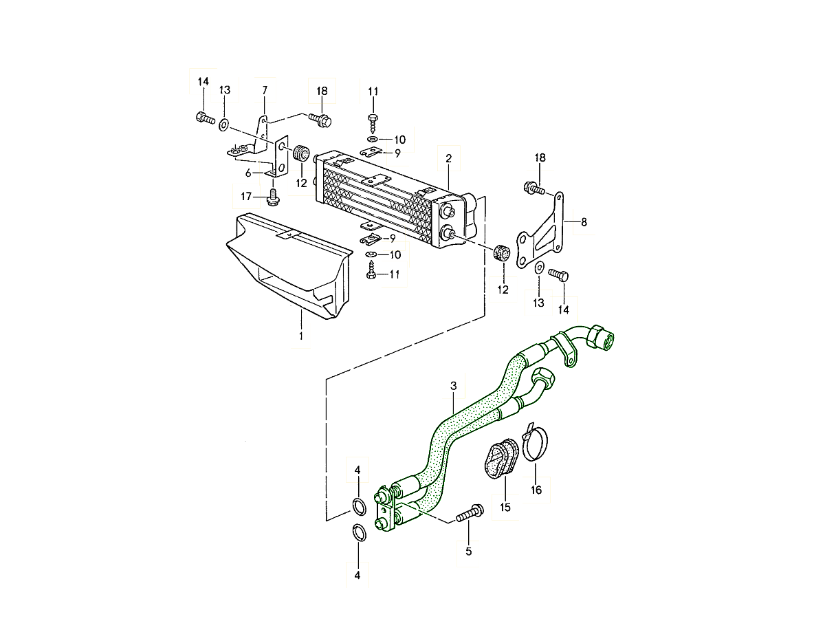 Engine to oil cooler pipe. Porsche 944 S2 1990 Onwards 94420701105 ...