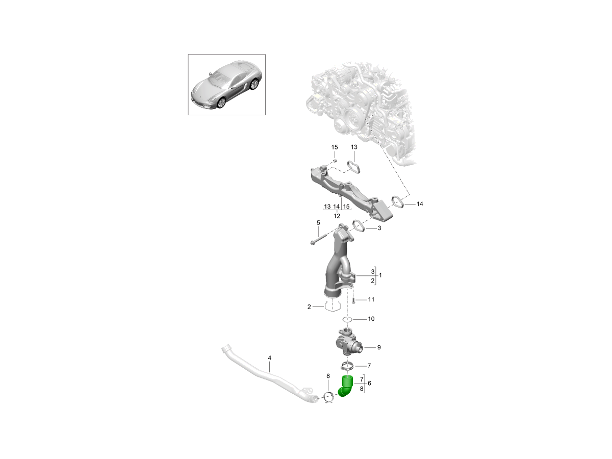 Coolant Hose - Connects to Heater Control Valve (Engine Bay). Porsche ...