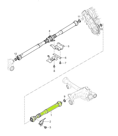 Cardan shaft front differential. Porsche 958 Cayenne - 958521101/1 ...