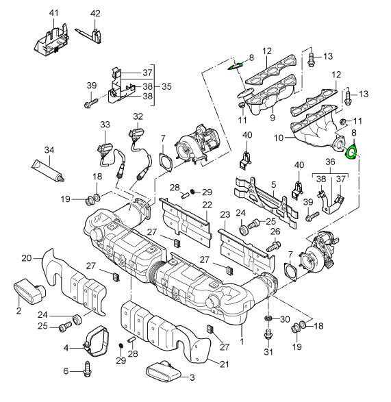 Porsche 997 Turbo Exhaust Manifold to Turbo Gasket 99711121570 ...