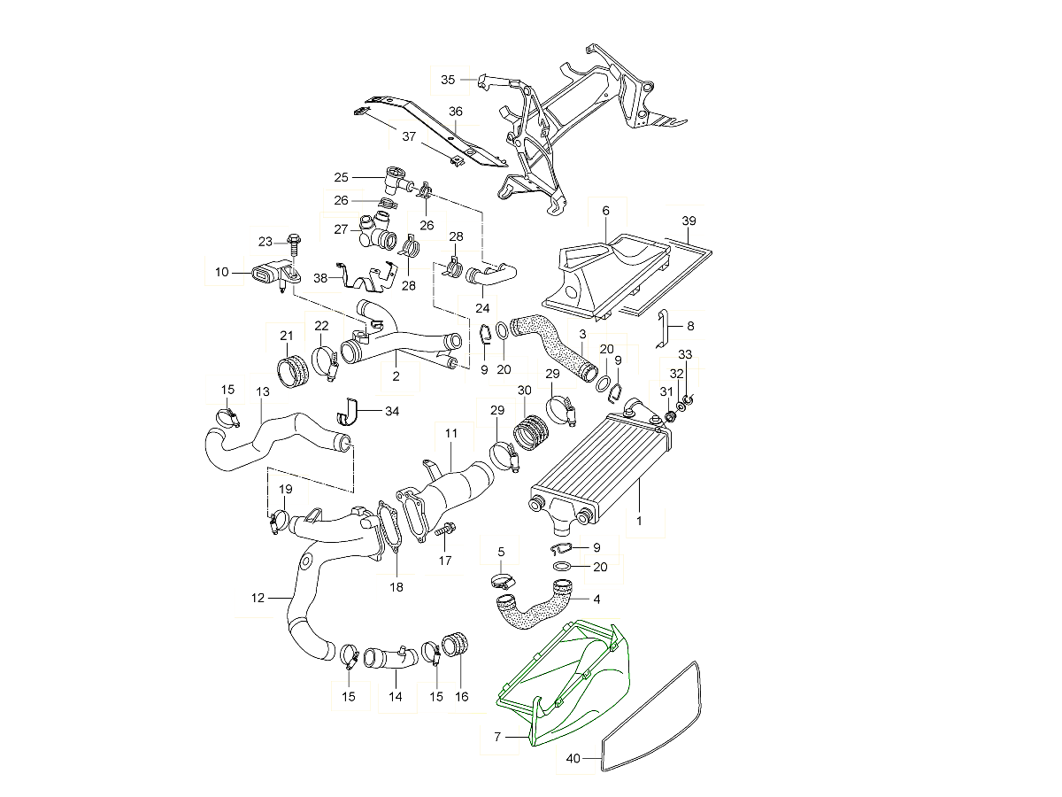 Porsche 996 Turbo GT2 Intercooler intake duct 9965755710001C ...