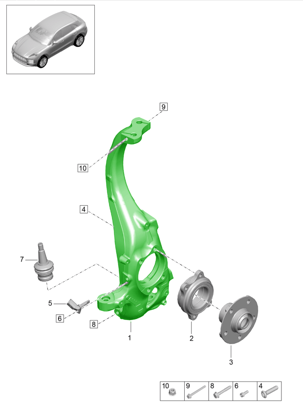 Porsche Macan Front spindle knuckle 95B407253E 95B407254E - 95B407253E ...