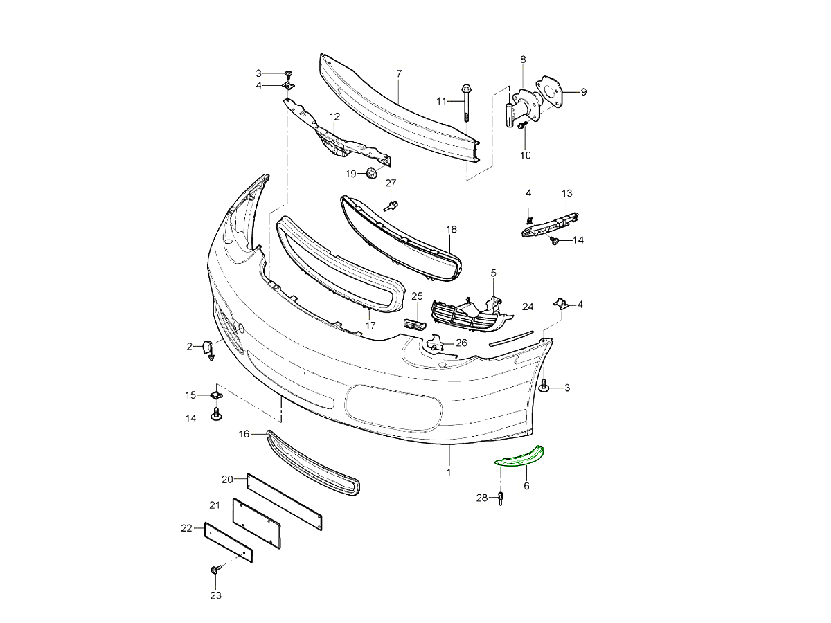 9875055250001C 9875055260001C Front Bumper Cover 987 Boxster ...