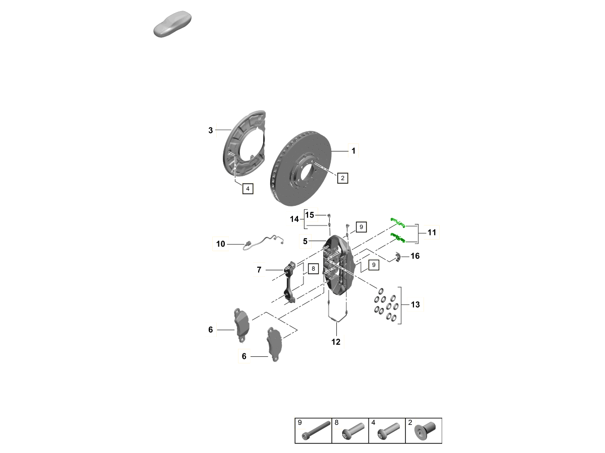 Porsche 992 Carrera Brake caliper springs 9P1698995 - 9P1698995 ...