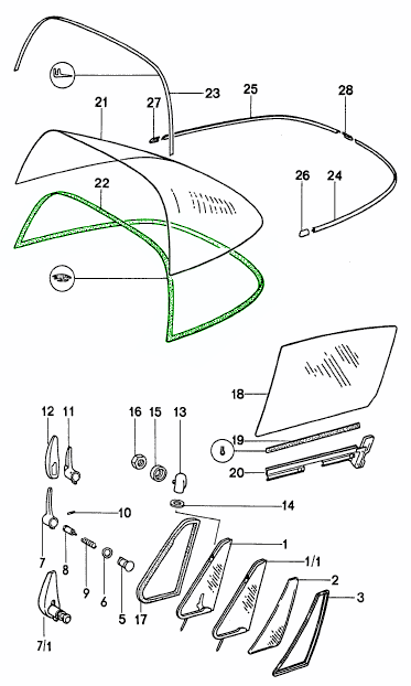 Porsche 911 Targa Rear screen seal 91154505141 90156505241 ...