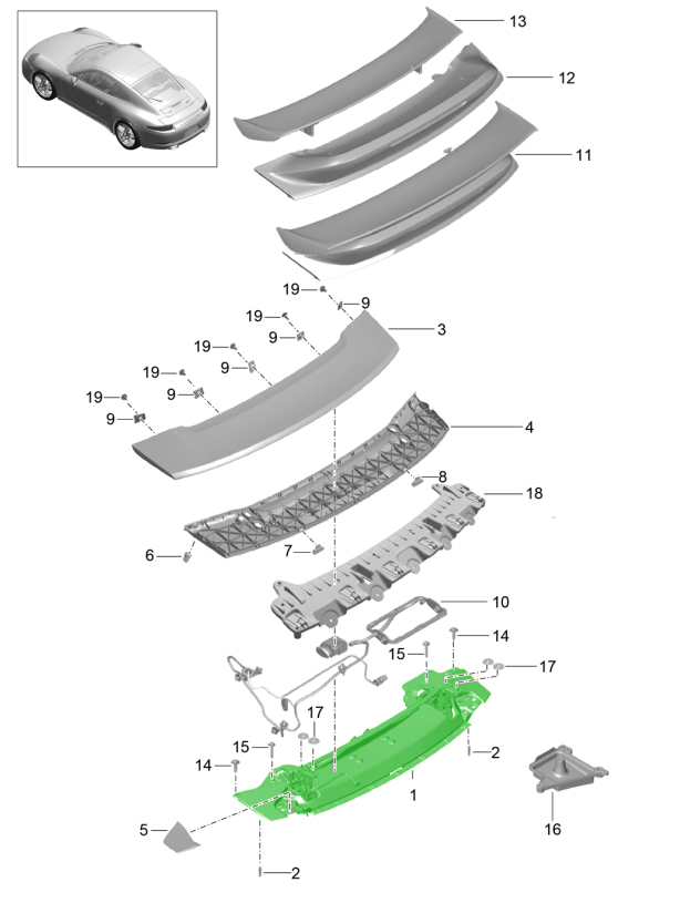 Porsche 991 Rear spoiler driving mechanism 99150404104 - 99150404104 ...