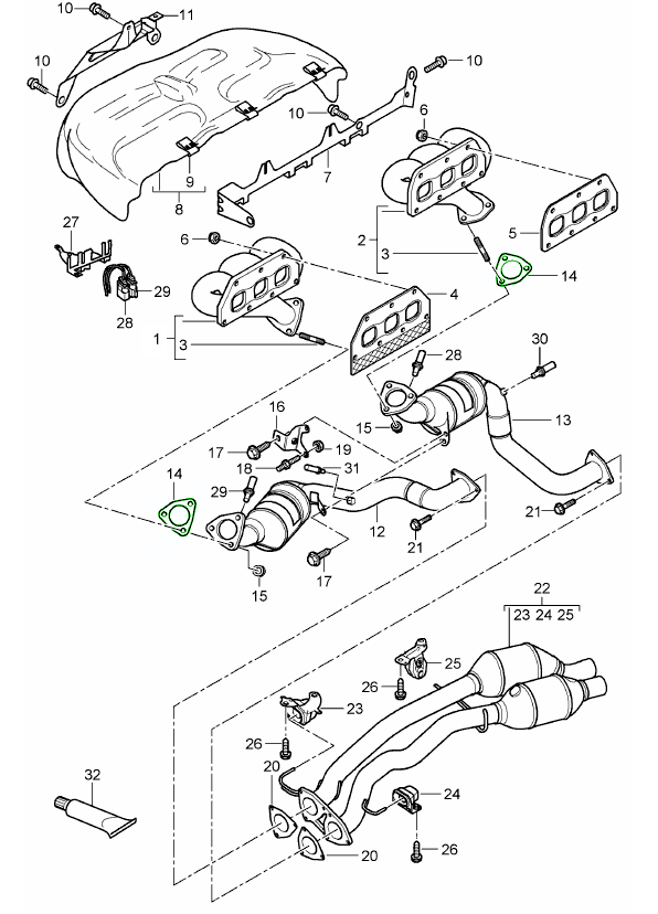 Porsche Cayenne Exhaust manifold to Exhaust pipe gasket 95511111340 ...