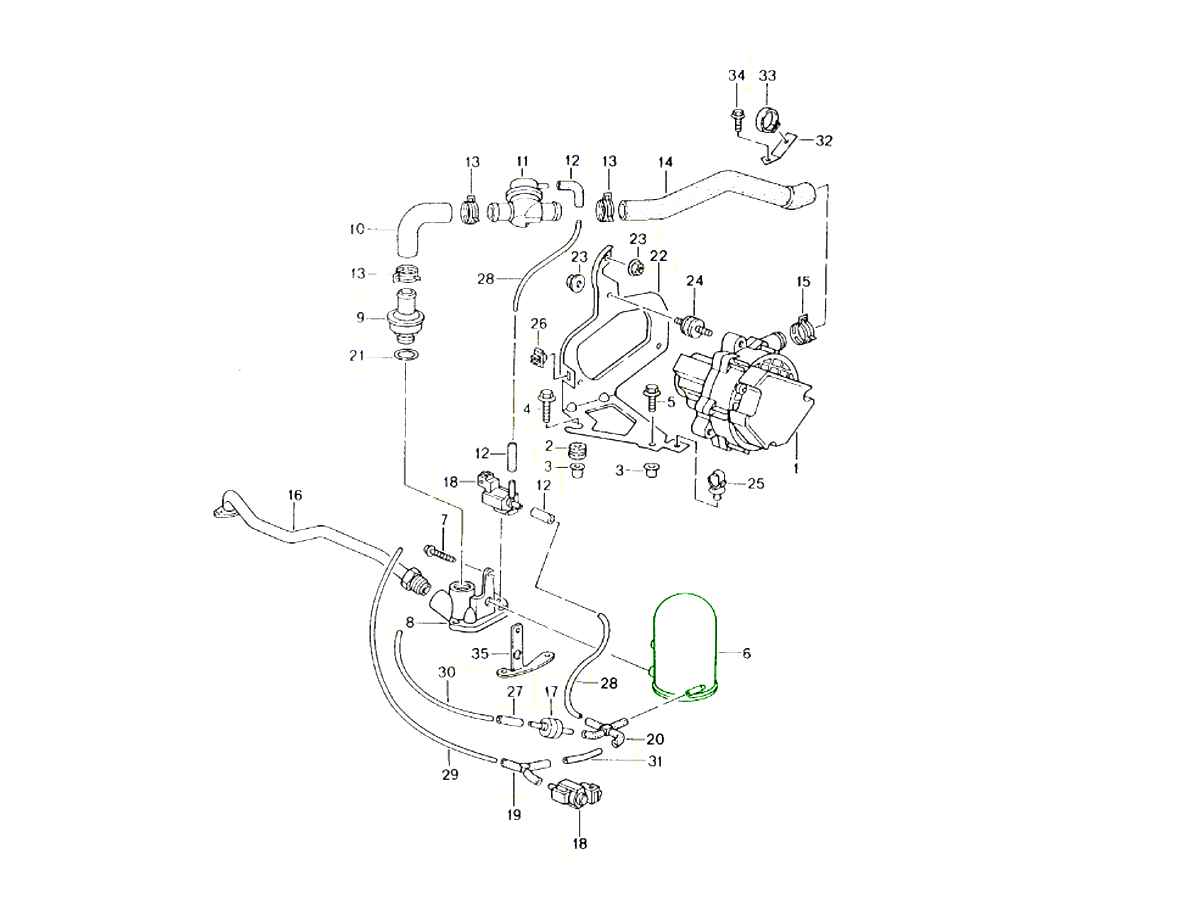 Vacuum reservoir / tank. Porsche 993 / 996 / 986 Boxster / 991 GT3 0PB129093 - 0PB129093/1 ...