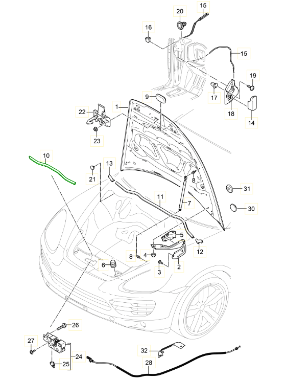 Original Porsche 95851161101 Engine bay seal for Porsche 958 Cayenne ...