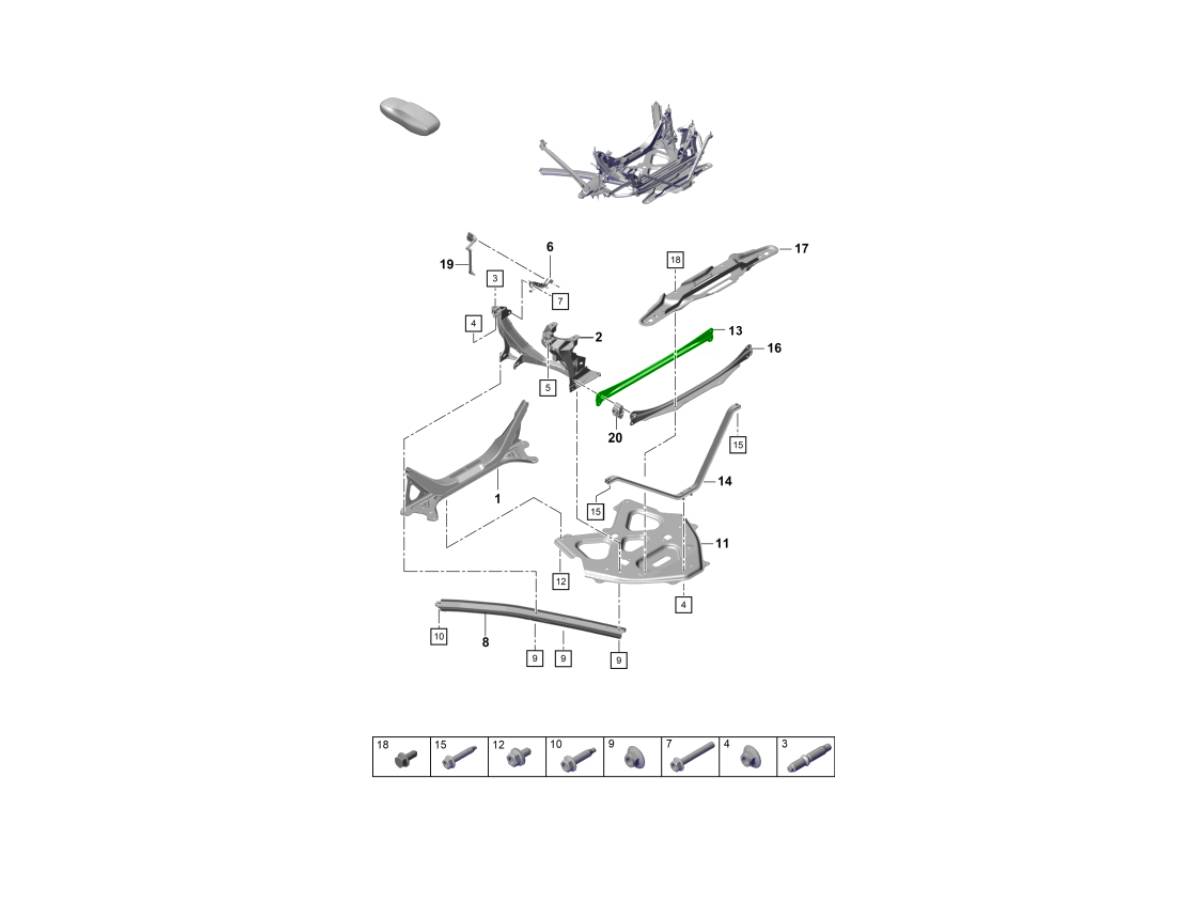 Transverse Strut Brace for Rear Suspension. Porsche 718 (982) Boxster ...