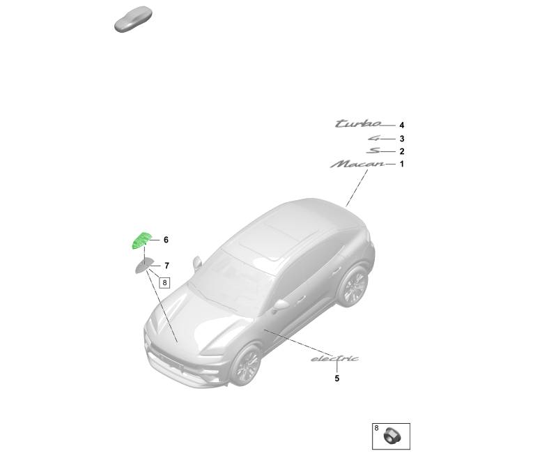 Bonnet Badge / Emblem, Turbonit. Porsche 95C Macan / 976 Panamera / 9J1 ...
