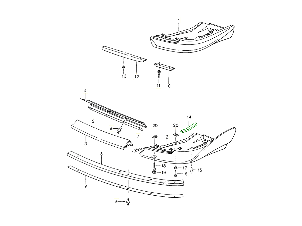 Porsche 993 Carrera RS Front spoiler reinforcement 99350572300 ...