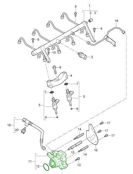 Porsche 958 Cayenne Turbo High pressure fuel pump 94811031555 ...