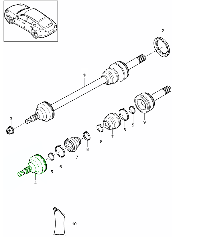 CV Joint outer for Porsche 970 Panamera 97033203101 - 97033203101/1 ...