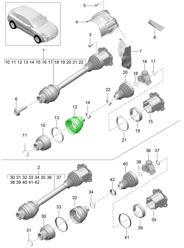 Porsche Macan CV Joint boot Constant Velocity Joint boot 8K0407285E ...