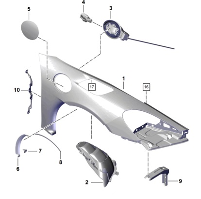 Front wing fuel filler flap. Porsche 718 Boxster / 718 Cayman ...