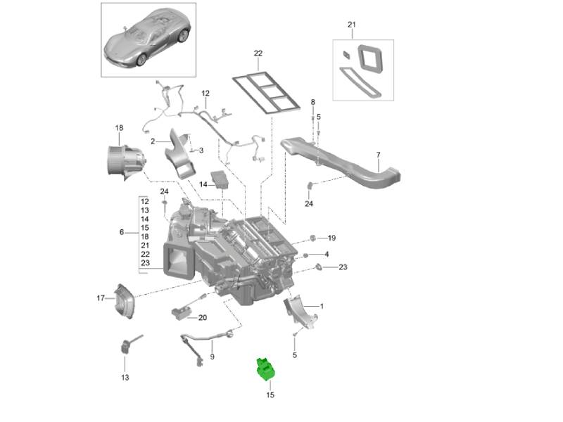 Servomotor For Air Distribution Housing. Porsche 918 / 981 / 982 / 991 ...