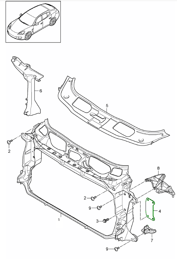 Original Porsche 95B807889C 95B807890C Radiator support top bracket for ...