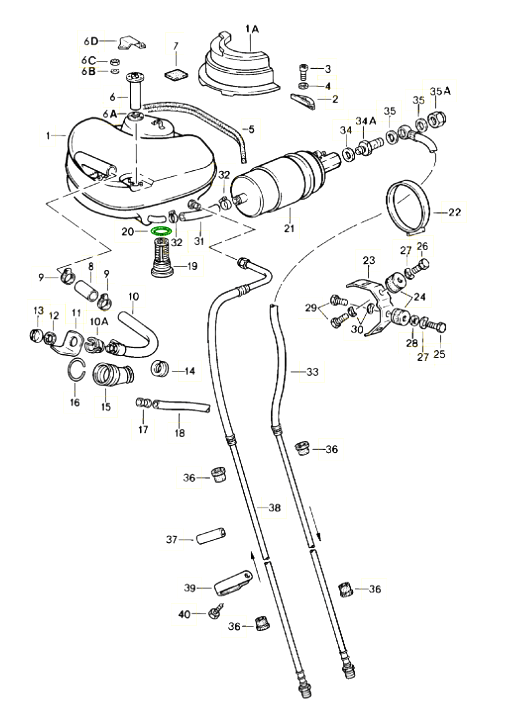DANSK 1615652400 Seal for fuel tank strainer for Porsche 911 part ...